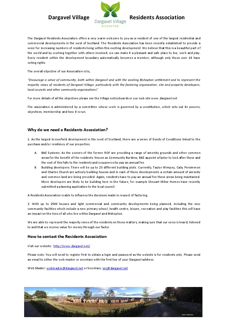 Dargavel Village Residents Association Welcome Flyer – Dargavel ...
